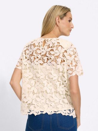 Heine Klassische Bluse Spitzen-Bluse Kurzarm