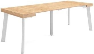 Skraut Home | Ausziehbarertisch | Multifunktionaler ausziehbarer | 220 | F&uuml;r 10 G&auml;ste | H&ouml;lzerne Beine | Moderner Stil | Eiche