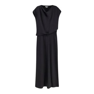 Vince Femme, Robes, Noir, Taille: 38 FR Robe mi-longue &agrave; encolure drap&eacute;e