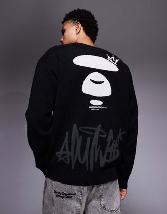 Aape By A Bathing Ape Aape by A Bathing Ape - Strickpullover in Schwarz mit platziertem Graffiti-Print