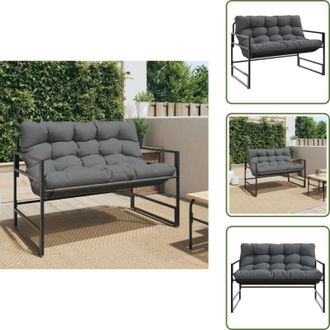 vidaXL The Living Store Gartenbank mit Kissen Anthrazit 113 cm Stahl - Gartenbank - Au&szlig;enbank - Balkonm&ouml;bel - Esszimmergarnitur - Metallgestell