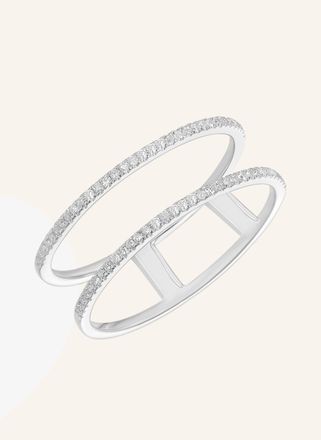 Leaf Ring Double Aus 18 Karat Wei&szlig;gold Mit Diamanten silber