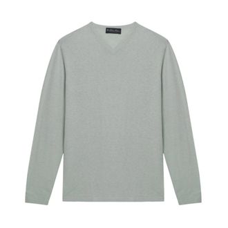 Brooks Brothers Baumwoll-Leinen V-Ausschnitt Pullover - - Knitwear - Herren - Gr&uuml;n - XL