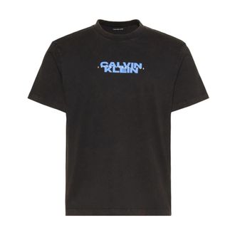 Calvin Klein Washed Spine Grafik-T-Shirt - - Tops - Herren - Schwarzk - M