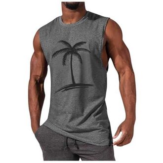 Generico D&eacute;bardeur pour homme sans manches imprim&eacute; hawa&iuml;en - Respirant - Pour le bodybuilding - Gym - Maillot de corps - T-shirt sans manches - Chemise d&eacute;t&eacute; ha