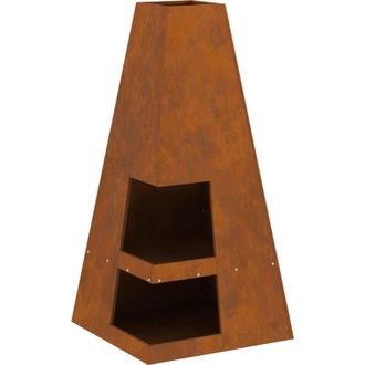 vidaXL Vidaxl - Feuerplatz Braun 50 x 50 x 100 cm Witterungsbest&auml;ndiger Stahl