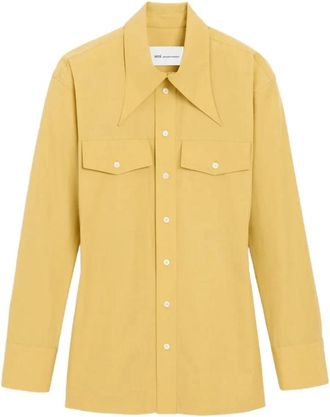Ami Femme, Blouses et Chemises, Jaune, Taille: 36 FR Sharp Collar Fitted Shirt