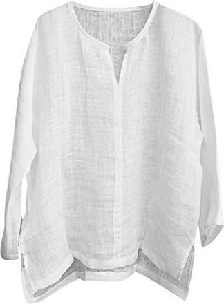 Generic MILAX Chemise l&eacute;g&egrave;re pour homme, hippie festival, grand-p&egrave;re, chemise de pirate en coton et lin, chemise m&eacute;di&eacute;vale, courte et respirante, confortable,