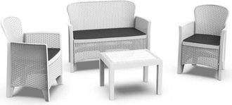 Dmora Salon de jardin Alesandro, Ensemble ext&eacute;rieur 4 places avec table Made in Italy, Blanc
