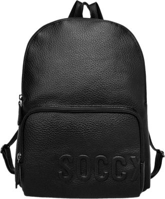 soccx Damen Rucksack aus genarbtem Lederimitat mit Logo-Pr&auml;gung Black None