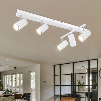 Globo Lighting Globo Lighting - Plafonnier spot de plafond blanc plafonnier blanc spot &agrave; 5 lampes mobiles et flexibles, m&eacute;tal, 5x douilles GU10, LxlxH 70x35x17cm
