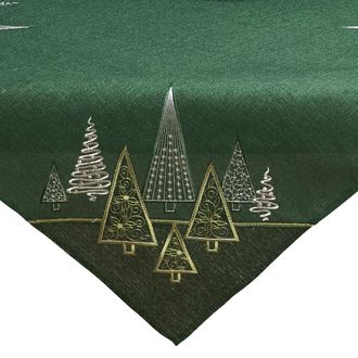 Matches 21 Tischdecke Weihnachten 85x85 cm dunkelgr&uuml;n mit Tannenbaum - Tischtuch als Bunte Weihnachts-Deko