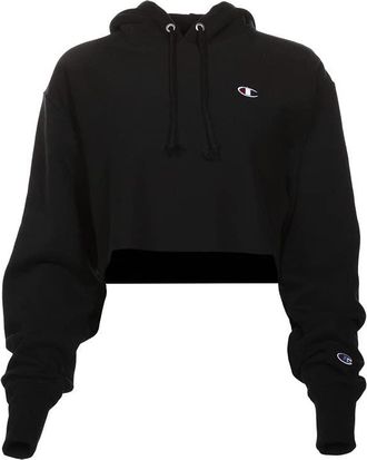 Champion Damen Abgeschnittene Kapuze mit umgekehrter Webart Kapuzenpullover, Black-549302, 36