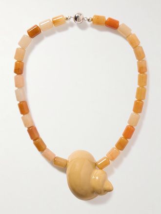 Julietta Mykonos Rhodinierte Kette Mit Emaille Und Jade - Gelb