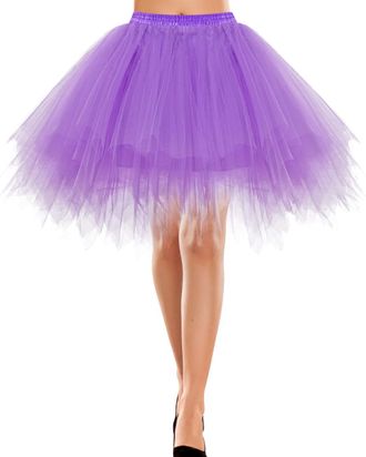 Bbonlinedress Damen Petticoat 50er Jahre Retro Tutu T&uuml;llrock Ballet T&uuml;llrock Crinoline Cosplay Rock Vintage Crinoline Karneval Cosplay Rock Rockabilly Tanz Ballett 