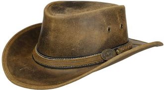 Scippis Scippis Chapeau Western Irving Cowhide Chapeau en Cuir (XL (60-61 cm) - Marron)