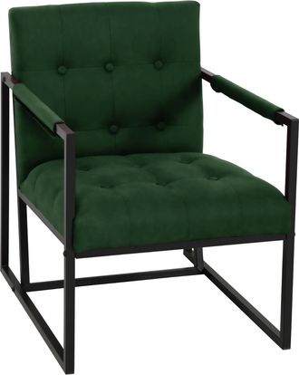 SVITA Jones Cocktail-Sessel Loungesessel gepolstert mit Stahl-Rahmen Samtbezug Dunkelgrün