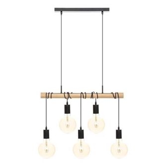 Atmosphera Atmosphera - Suspension Jake - m&eacute;tal et pin - noir - L120 cm