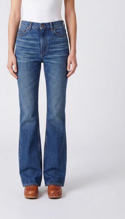 Chlo&eacute; Jean &eacute;vas&eacute; taille haute &agrave; cinq poches en denim de coton indigo