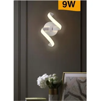 Trade Shop Trade Shop Traesio - Trade Shop - led Wandleuchte 9 Watt Spirale Curve nat&uuml;rliches Licht kalt warm E58 wei&szlig;