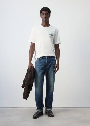 Mango T-shirt 100 % coton imprim&eacute; blanc - Homme - XXL - MANGO MAN