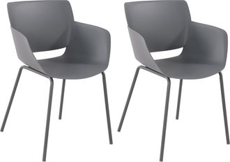 Clp 2er Set Gartenstuhl Alpena I wetterfest und UV-beständig I Metallgestell I Sessel für draußen I Esszimmerstuhl, Farbe:dunkelgrau