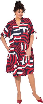 Ulla Popken Damen gro&szlig;e Gr&ouml;&szlig;en &Uuml;bergr&ouml;&szlig;en Plus Size Kleid, V-Ausschnitt, Oversized, Halbarm, Taschen Lychee 58+ 837628530-58+