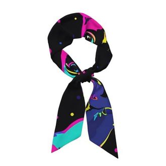 Generic &Eacute;charpe bouledogue color&eacute;e pour femme - &Eacute;charpe pour sac &agrave; main - En satin de soie - Pour le sport, le yoga et le visage