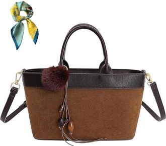 Generic Leopard Print Brown Shoulder Tote Bag,Women Commute Underarm Suede Purse,Vintage Trendy Fall Crossbody Bags Handbag (Brown)