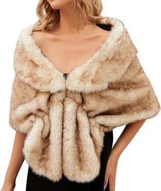 Generic Ch&acirc;le dhiver en fausse fourrure pour femme - &Eacute;tole de mari&eacute;e pour demoiselles dhonneur - &Eacute;tole de mari&eacute;e des ann&eacute;es 1920 - D&eacute;guisement Gatsby Custum p