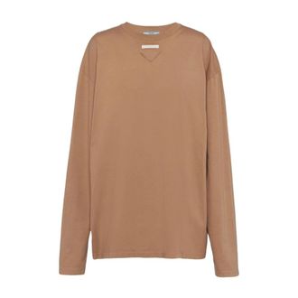 Prada Baumwoll-Patch T-Shirt Frauen Italien - - Tops - Damen - Braun - M