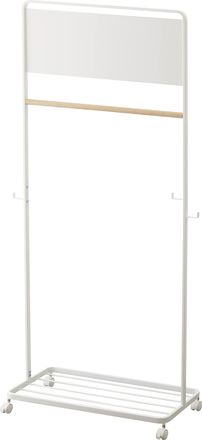 Yamazaki Tableware Yamazaki 5175 TOWER Kindergarderobe mit Paneel, weiß, Stahl/Holz/Nylon, minimalistisch, 68.5 x 33 x 140 cm