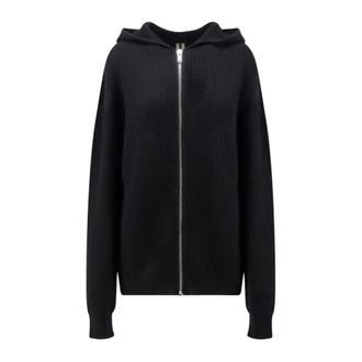 Rick Owens Homme, Pulls, Noir, Taille: M Sweat &agrave; capuche en maille zipp&eacute;