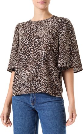 Vila Female Oberteil mit kurzen Ärmeln Leoprint