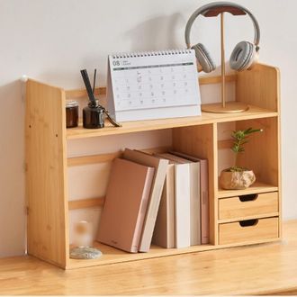 Generic Tischregal Schreibtisch, mit Schubladen Bambusartig Gefertigt Platzsparend Gestaltet und Stabil Konstruiert, Desk Organizer, Geeignet for Haus Wohnhei