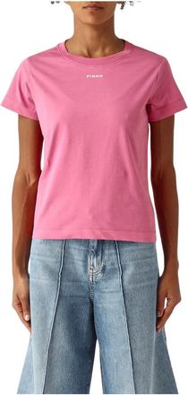 Pinko Pinko, Femme, Tops, Rose, Taille: 38 FR Logo T-shirt