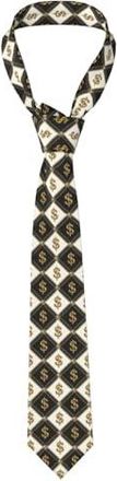 Generic Cravate DAffaires Cha&icirc;nes En Or, Symbole Dollar, &Agrave; Carreaux Noirs Et Blancs Tendance Tie R&eacute;glable Cravate Pour &Eacute;v&eacute;nements F&ecirc;te Mariage