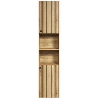 ebuy24 Badezimmersäule mit Rillen, 2 Türen und 2 Fächern H186 cm - PUREBLISS