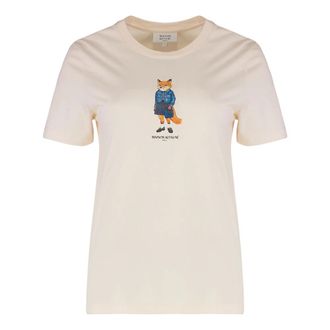 Maison Kitsuné Femme, Tops, Rose, Taille: 38 FR T-shirt en coton à col rond