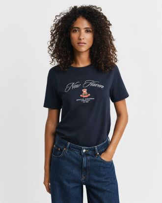 GANT Damen Crest Graphic T-Shirt (XXS) EVENING Blau