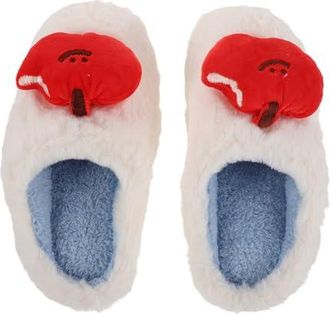 Soimiss Pantoufles Int&eacute;rieur Hiver Pelucheux Pomme Doux et Chauds pour Femmes et Couples Semelle Antid&eacute;rapante L&eacute;g&egrave;re Confort Moelleux pour Usage Domestique