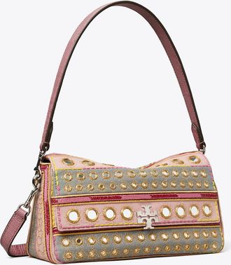 Tory Burch Damen Kleine verzierte Charlie Schultertasche