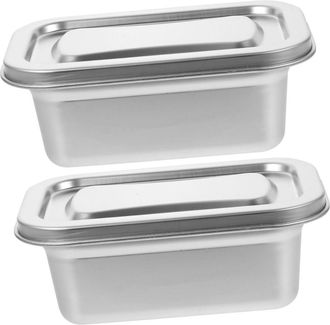 Pretyzoom 2st&uuml;cke Edelstahl Eiscremebeh&auml;lter Mit Deckel F&uuml;r Gefrierschrank Lebensmittelbeh&auml;lter Aus Edelstahl Luftdicht F&uuml;r Selbstgemachtes Eis Gro&szlig;es Fassungsv