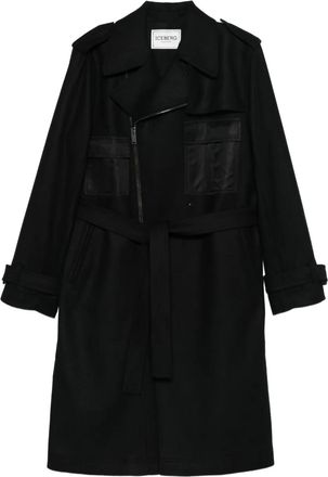 Iceberg manteau zippé à taille ceinturée - Noir