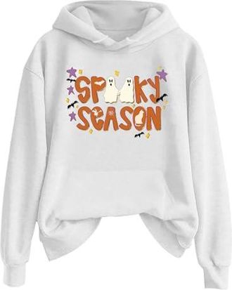 Generic 2026 Vestes pour femmes - Sweat &agrave; capuche imprim&eacute; Halloween - Pull &agrave; manches longues - Veste polaire confortable - D&eacute;contract&eacute;e - Automne et hiver, bl