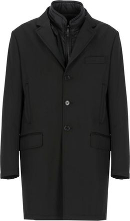 Fay Homme, Manteaux, Noir, Taille: XL Manteau Double en Gabardine Stretch