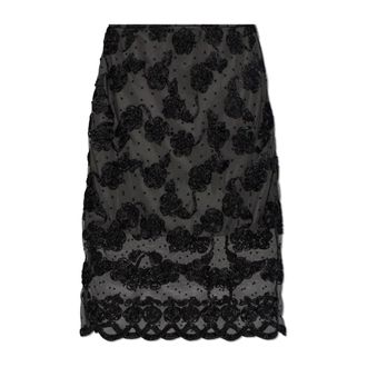Rotate Floral Motif Skirt - - Skirts - Damen - Schwarzk - M