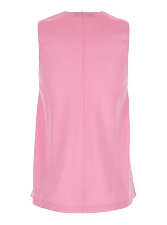 Jucca Womens Sleeveless Silk V-Neck Top Pink Tops