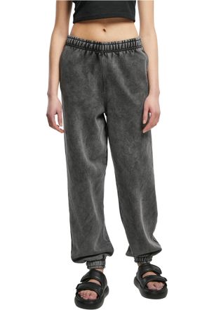 Urban Classics Damen Hose Ladies High Waist Stone Washed Sweat Pants Black 3XL