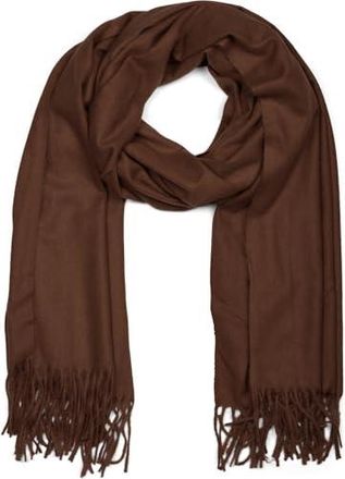 styleBREAKER Écharpe longue unisexe unie avec franges, châle dhiver chaud, tissu doux en viscose 01017104, Mocca Brown